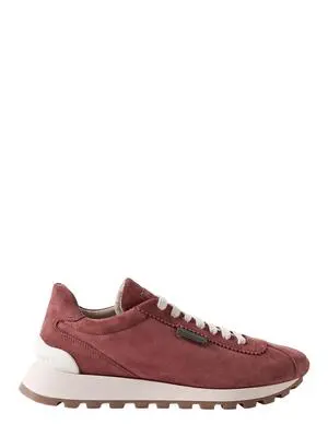Brunello Cucinelli Brunello Cucinelli Bead-Embellished Suede Sneakers Brick