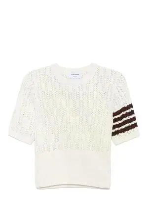 Thom Browne 4-bar Pointelle T-shirt - White
