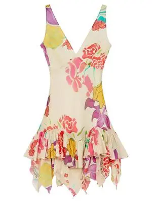 DONDE ESTEBAN Floral-print Mini Dress - Neutrals