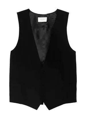 Saint Laurent Silk Crepe Waistcoat - Black