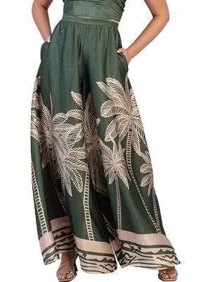 DIARRABLU Jant Coria Printed Wide Leg Pants - Olive