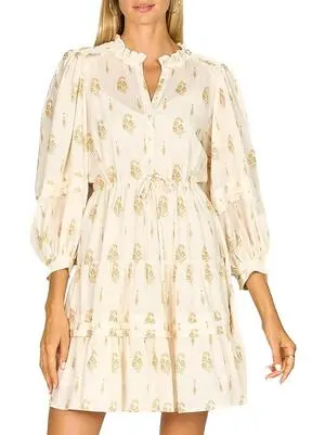 SECRET PON-PON Lorien Mini Dress - Antique Creme With Gold Print