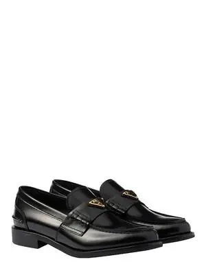 Prada Brushed Leather Loafers - Black