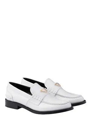 Prada Brushed Leather Loafers White