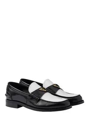 Prada Two-tone Brushed Leather Loafers - Black