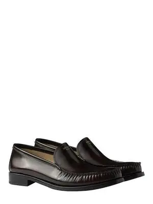 Prada Brushed Leather Loafers - Brown