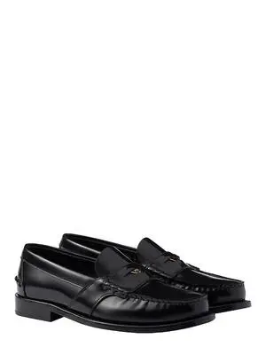 Prada Brushed Leather Loafers - Black