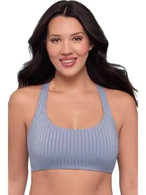 S3 APPAREL S3 Apparel Ribbed Scoopneck Crossback Bralette Swim Top Iris