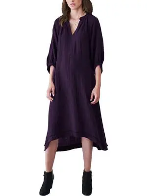 OCEAN+MAIN Gauze A-Line Dress With Pockets Aubergine