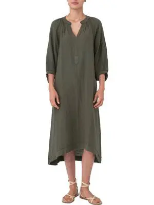 OCEAN+MAIN Gauze A-Line Dress With Pockets Sage Green