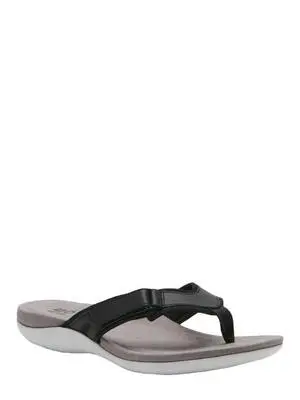 ABEO Oasis Sport Flip Flop With Water-resistant Leather Uppers And Adjustable Strap - Black