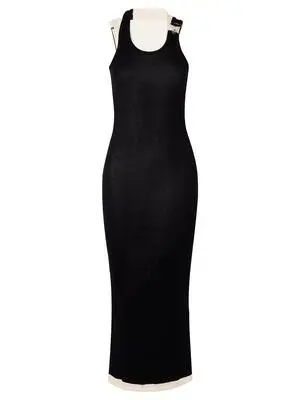 JEAN PAUL GAULTIER Layered Buckled Ribbed Cotton-jersey Maxi Dress - Black
