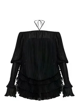 Blumarine Pleated Silk Dress - Black