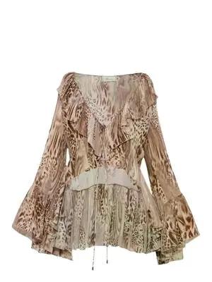 Blumarine Printed Chiffon Blouse - Neutrals