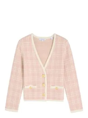 Veronica Beard Claudine Checked Cotton-blend Jacket - Pink And White