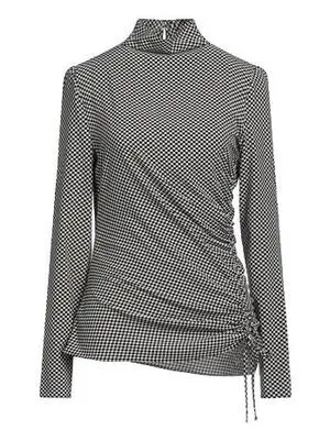 Patrizia Pepe Checked Jersey Top - Black