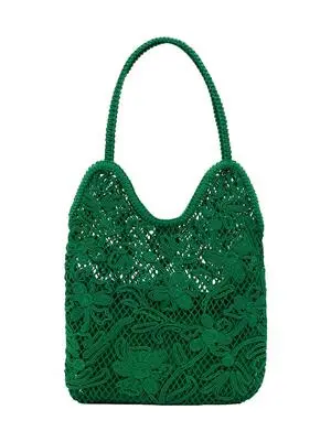 Desigual Crochet Shoulder Bag - Bright Green