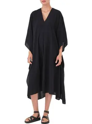 OCEAN+MAIN Cotton Midi-length Kaftan - Black