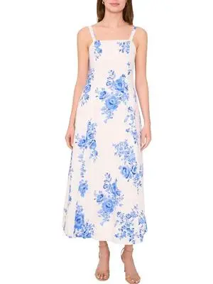 Halogen Sleeveless Floral Midi Dress - Palace Blue