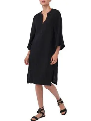 OCEAN+MAIN Ocean+main Short Gauze Tunic Dress With Pockets Black