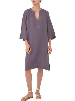OCEAN+MAIN Short Gauze Tunic Dress With Pockets - Desert Amethyst