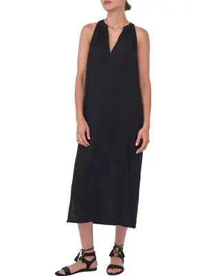 OCEAN+MAIN Sleeveless Gauze Midi Dress - Black