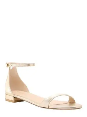 STUART WEITZMAN Nudist Flat Ankle Strap Sandal - Light Gold.