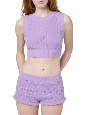FLORENCE BY MILLS Pointelle Knit Crop Tank - Millie Lavender