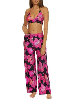 Trina Turk Fluery Cover-up Pants - Black/pink Multi