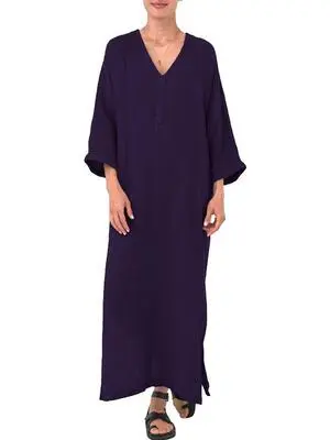 OCEAN+MAIN Gauze Arc Seam Caftan - Aubergine