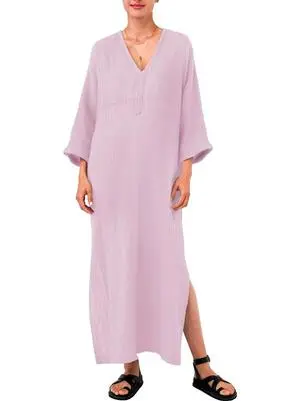 OCEAN+MAIN Gauze Arc Seam Caftan - Shell Pink