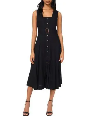 Halogen Sleeveless A-line Midi Dress - Rich Black
