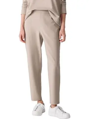 Eileen Fisher High-waist Organic Cotton Tapered Ankle Pants - Wheat