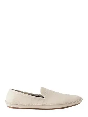 THE ROW Vasko Textured-leather Loafers - Ivory