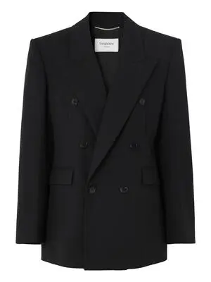 Saint Laurent Double-breasted Grain De Poudre Wool Blazer - Black
