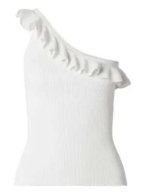 Zimmermann Rhiannon One-shoulder Ribbed-knit Top - Ivory