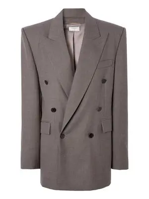Saint Laurent Double-breasted Wool Blazer - Gray