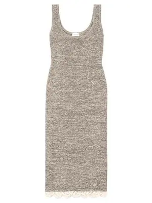Magda Butrym Crochet-trimmed Knitted Midi Dress - Gray
