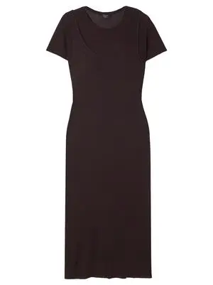 LESET Rozzi Layered Midi Dress - Brown