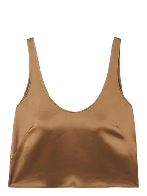 LESET LESET Barb Scoop Cropped Washed-Satin Tank Chocolate
