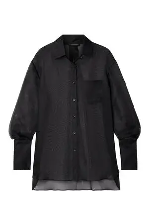 Kiki De Montparnasse Laser-cut Silk-organza Shirt - Black