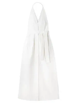 Max Mara Belted Cotton-blend Gabardine Maxi Dress - White