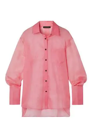 Kiki De Montparnasse Laser-cut Silk-organza Shirt - Pink