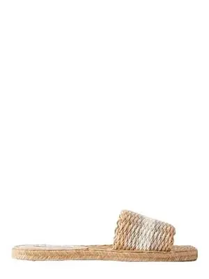 AQUAZZURA Aquazzura Playa Striped Woven Metallic Raffia Sandals Neutral
