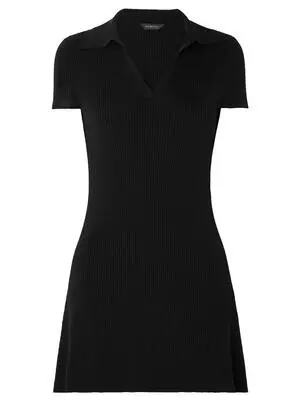 Balenciaga Ribbed Wool-blend Mini Dress - Black