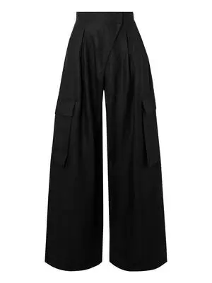 ANDRES OTALORA Pleated Wide-leg Cargo Pants - Black