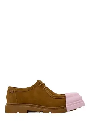 Camper Suede Brogues With Pink Cap Toe - Brown