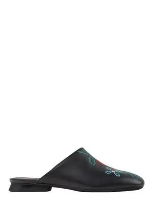 Camper Embroidered Mules - Black