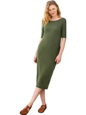 CELTIC & CO. Linen Blend Button Back Midi Dress Khaki