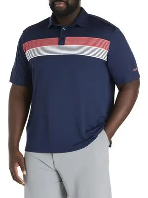 REEBOK Big & Tall Colorblocked Striped Polo Shirt - Sunset Coral